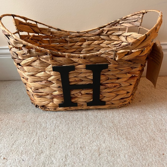 Accents | Natural Woven Basket With Black Letter Accent | Poshmark